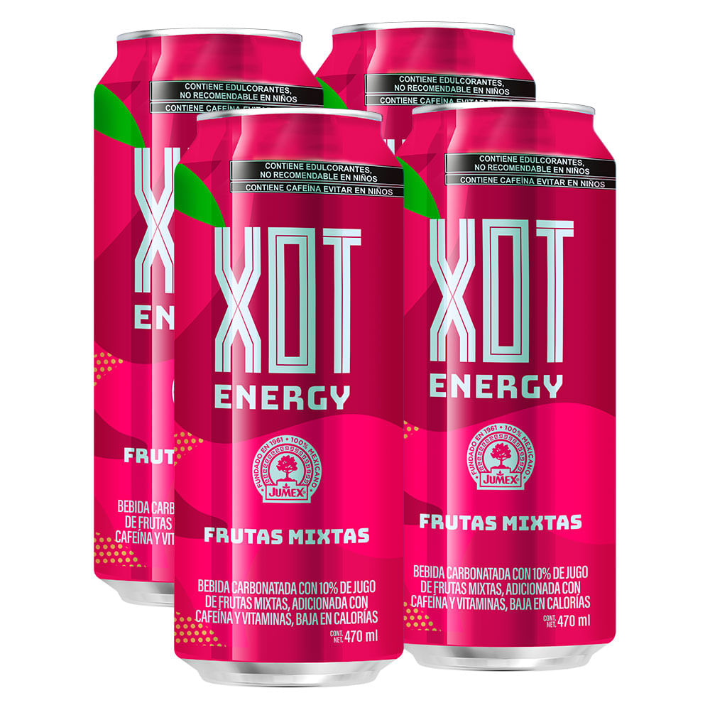 Bebida Xot Energy Frutas Mixtas 470 ml (4pz) - Bodegas Alianza