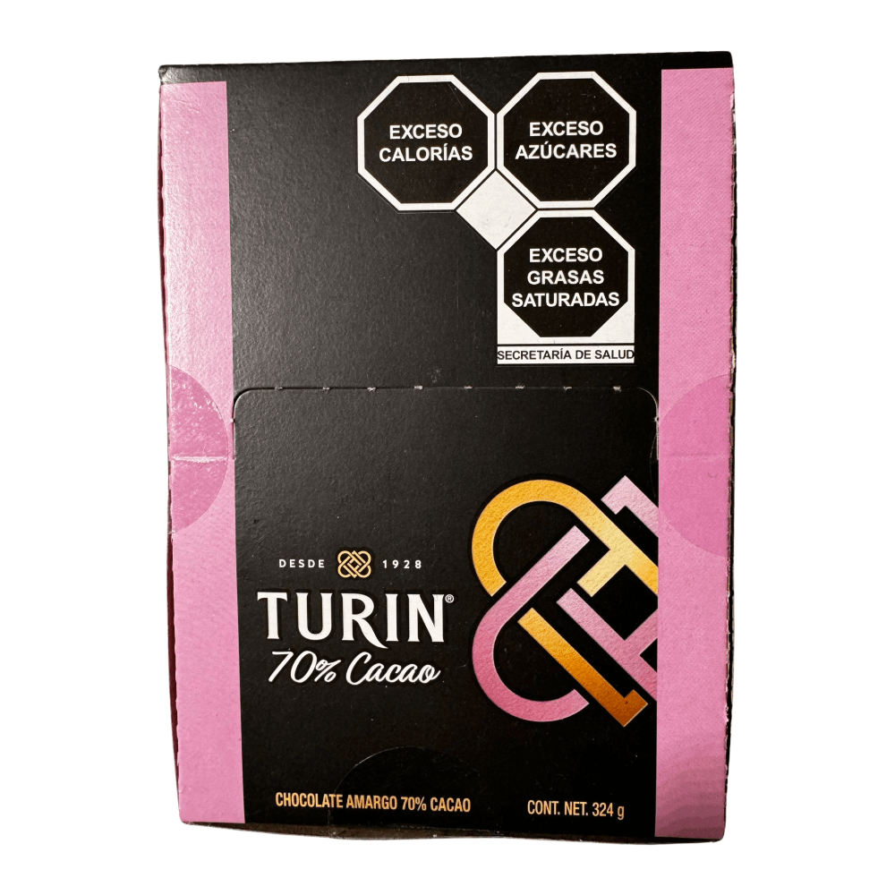 Chocolate Turin Amargo 70% 324 g (18pz) - Bodegas Alianza