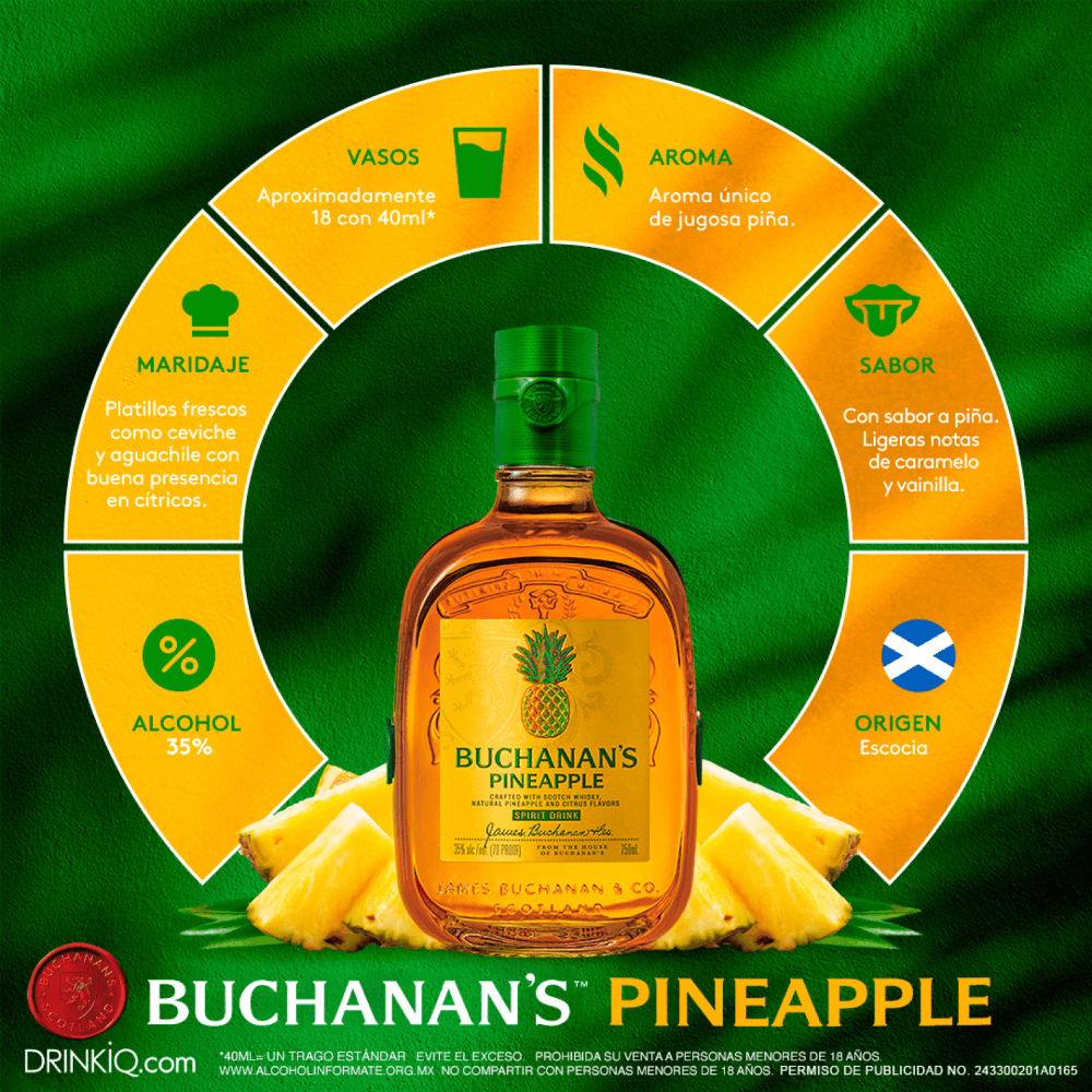 Licor de Whisky Buchanans Pineapple 750 ml - Bodegas Alianza