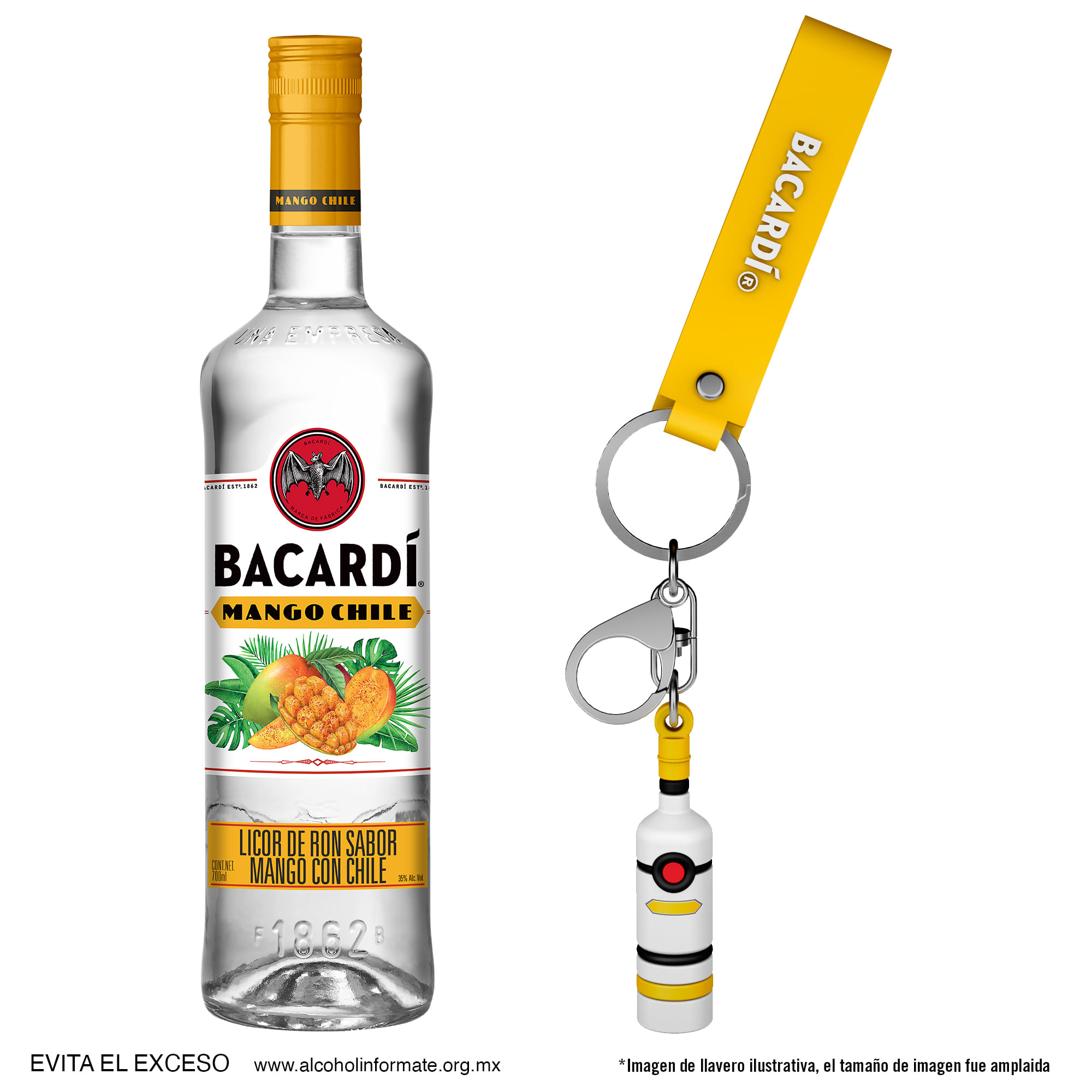 Licor Bacardi De Ron Mango Con Chile C/Llavero 750 ml - Bodegas Alianza