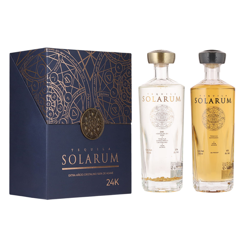 Tequila Solarum Extra Añejo Cristalino 750ml+Reposado 750ml - Bodegas ...