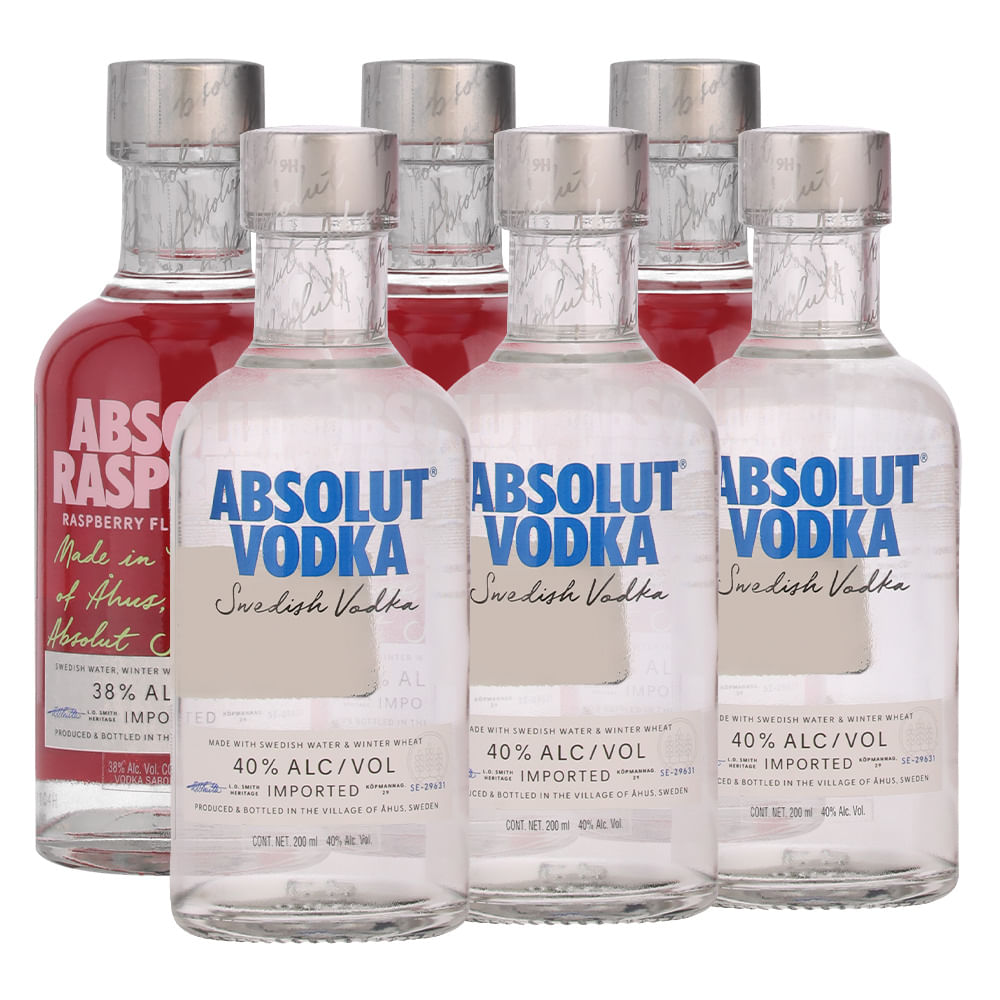 Vodka Absolut Azul Y Raspberri (6 Botellas) 200ml - Bodegas Alianza